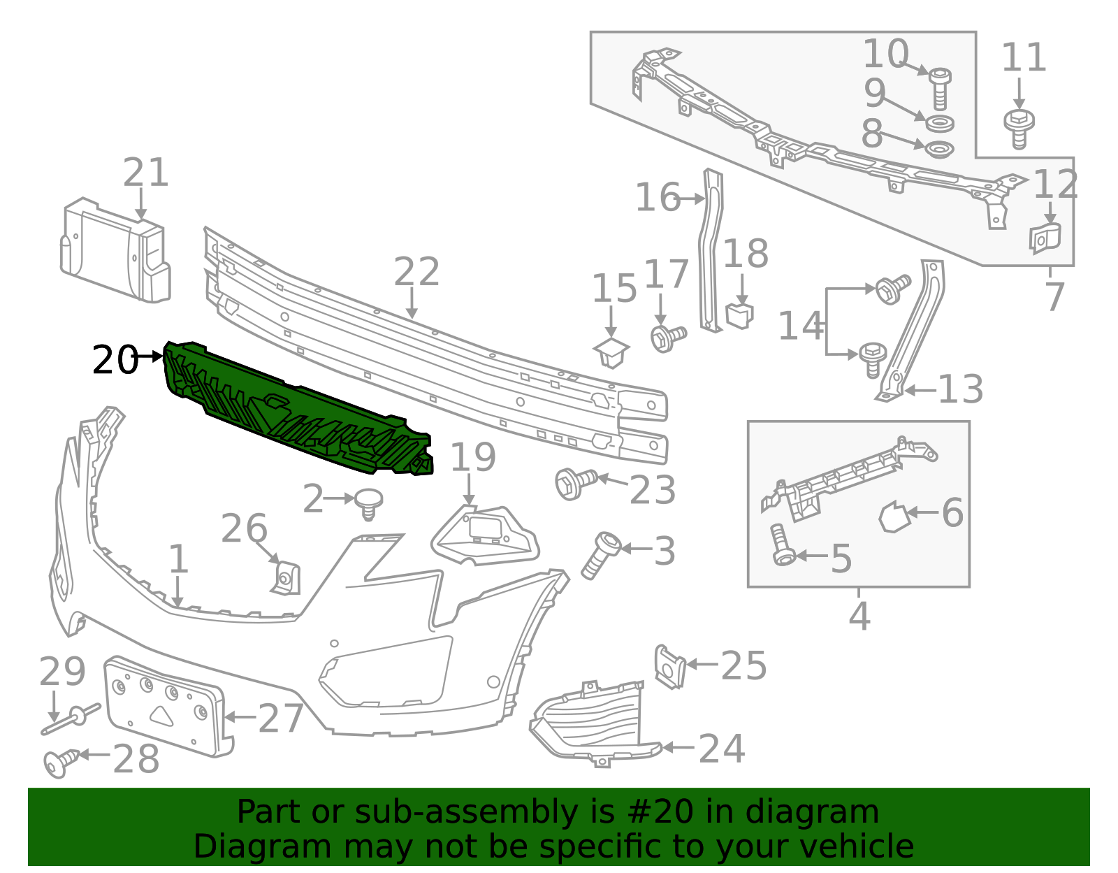 2020-2025 Cadillac XT5 Front Bumper Fascia Energy Absorber 84821956 ...