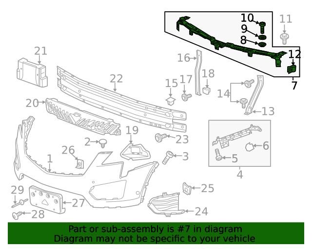 2019-2024 Cadillac XT5 Front Bumper Fascia Center Support 84572774 GM ...