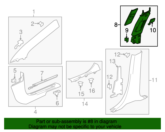 84618130 GM Black Driver Side B-Pillar Upper Trim Panel | GM Parts Store