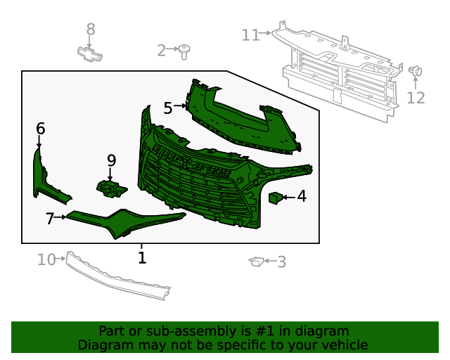 2019-2022 Chevrolet Blazer Front Grille 84612438 | GM Parts Center