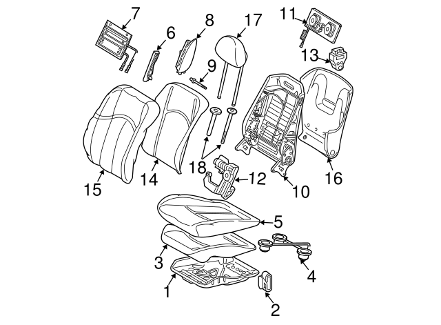 211-910-11-75 - Seat Lumbar Support Cushion 2005-2011 Mercedes-Benz ...