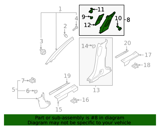 2021 Hyundai Santa Fe Upper Center Pillar Trim 85830-S1100-YGE | OEM ...