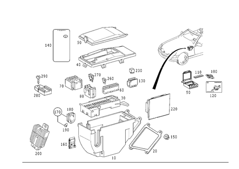 Fuse Cabinet, Fuse Box and Relay Unit for 2002 Mercedes-Benz SLK 230 ...