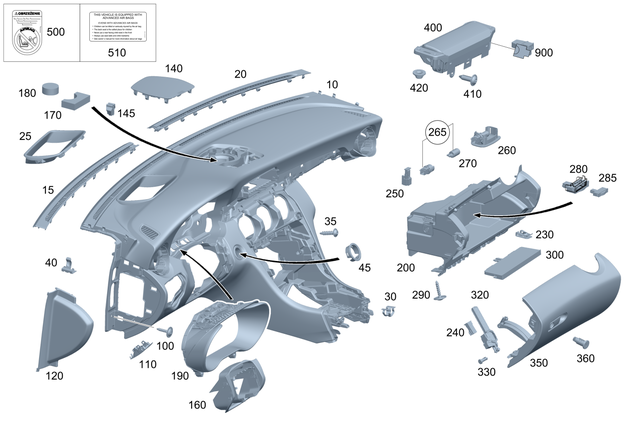 205-540-41-37 - Cover, Instrument Cluster 2015-2023 Mercedes-Benz ...