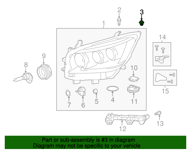 90189-05142 - Headlamp Assembly Grommet 2003-2023 Lexus | Lexus Parts ...