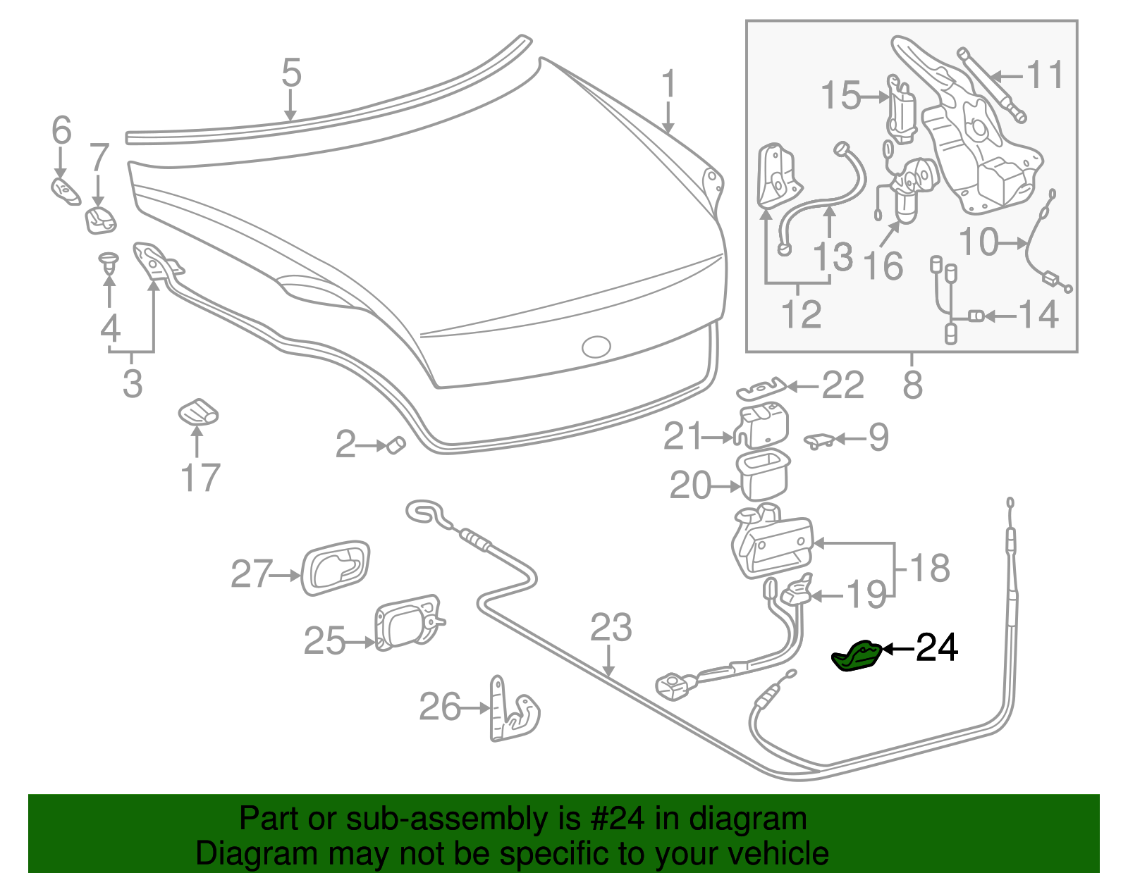64659-24010 - High-Quality Deck Lid Release Cable Bracket for 2002-2010 ...