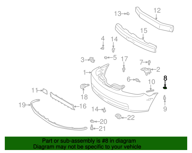 1995-2006 Toyota Bumper Cover Side Bracket 52147-16080 | Toyota Parts ...