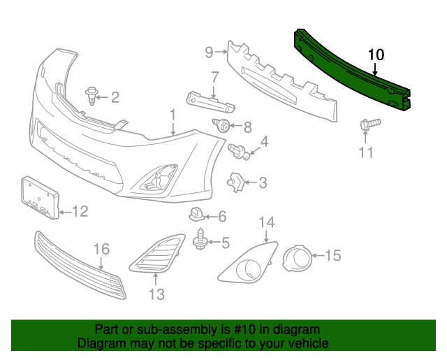 52131-06101 - Impact Bar - 2012 2013 Toyota Camry | Toyota Parts Delivered