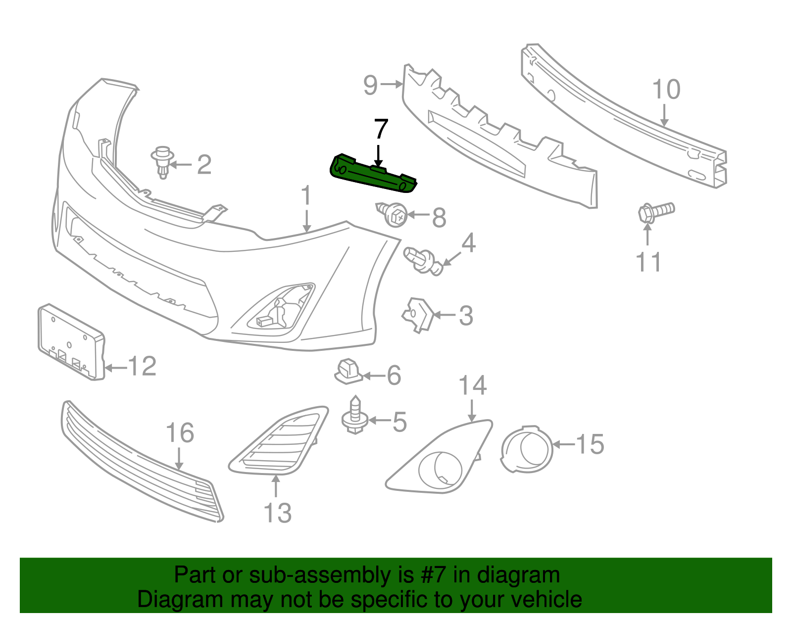 Genuine Toyota Bumper Cover Support Rail (Left, Front) part# 52536 ...