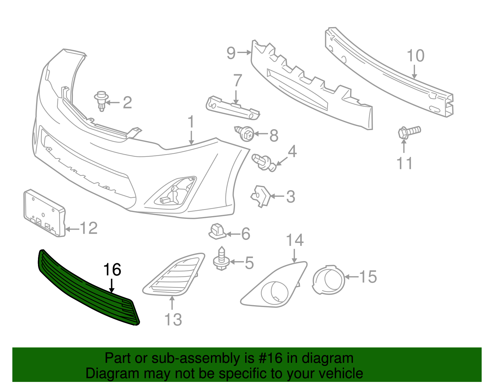 2012-2014 Toyota Camry Grille (Lower) 53112-06200 | Toyota Parts Center