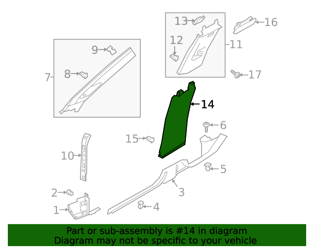 2019-2023 Volkswagen Jetta Lower Center Pillar Trim 17A-867-292-82V ...