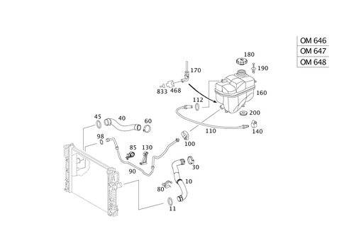 Expansion Tank, Mounting and Hoses for 2005 Mercedes-Benz E 320 ...