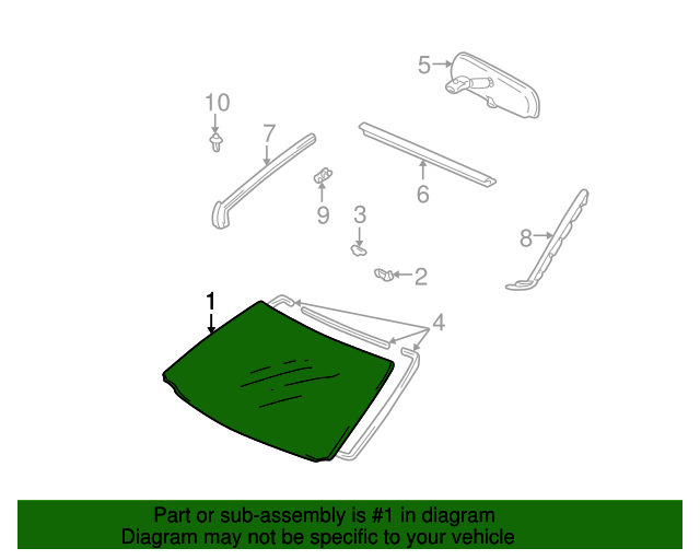 56111-48291 - Windshield - 2004-2007 Toyota Highlander | OEM Genuine ...