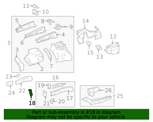 2016-2022 Lexus Inner Rail Side Reinforced 57163-0E040 | OEM Parts Online