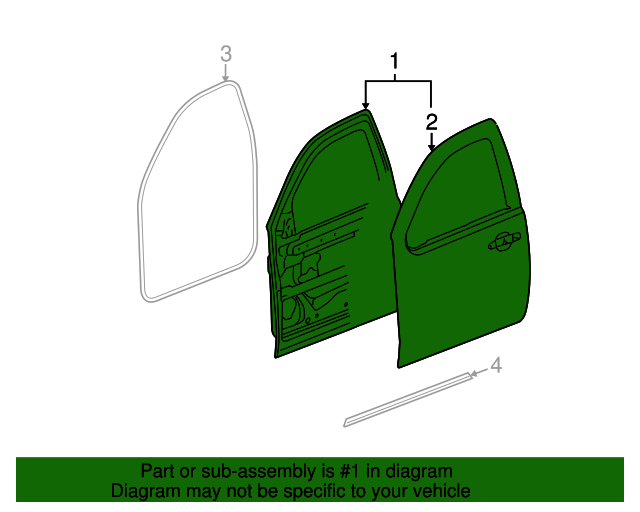 2007-2014 Cadillac Driver Side Front Door 22892589 | GMPartsDirect.com