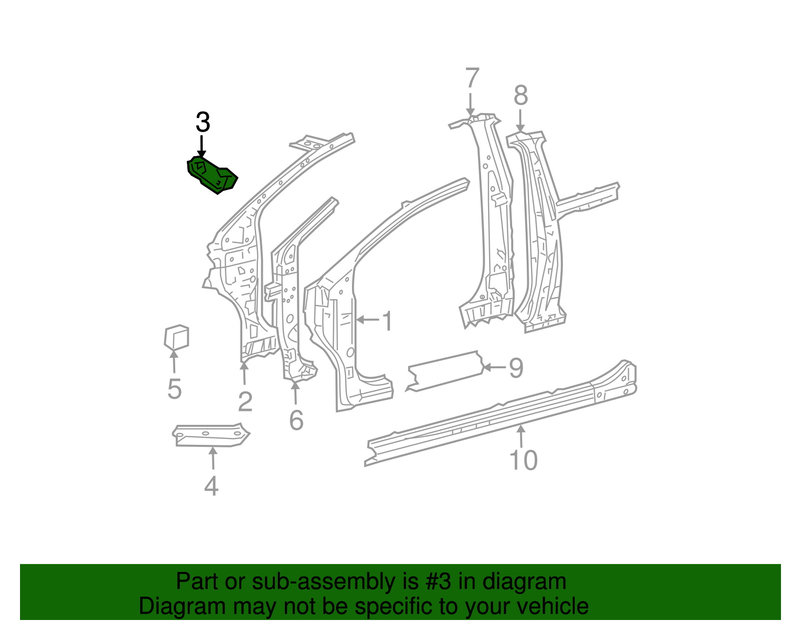 2007-2014 Toyota Hinge Pillar Reinforced Gusset 61146-52020 | Toyota ...
