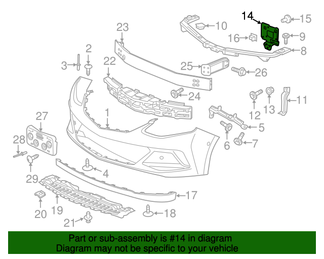 2016-2019 Chevrolet Volt Front Bumper Fascia Lower Stiffener 23142861 ...