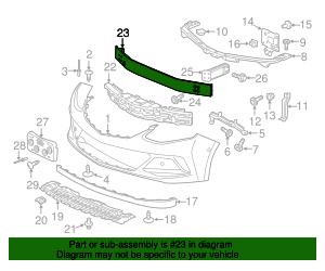 2016-2019 Chevrolet Volt Front Bumper Impact Bar 23382104 GM ...