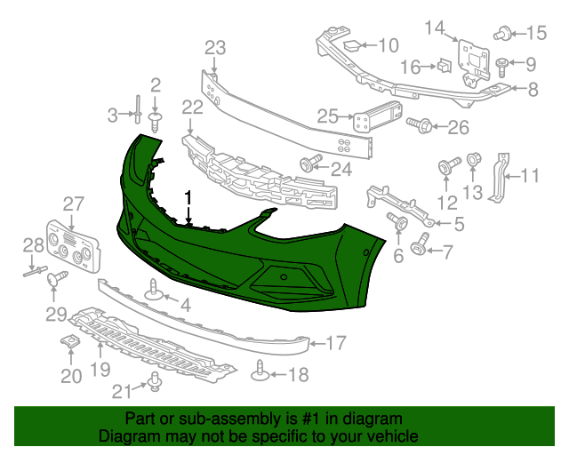 2016-2019 Chevrolet Volt Front Upper Bumper Cover 23369765 | TascaParts.com