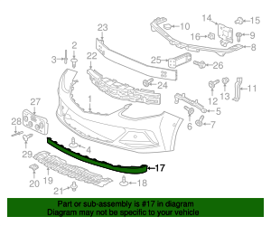 2016-2019 Chevrolet Volt Front Bumper Fascia Center Air Deflector ...