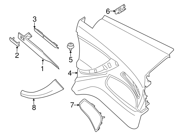 51-42-7-401-248 - Trim, side trim panel 'Fineline' right 2016-2018 BMW ...