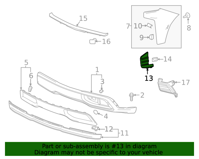 2019-2022 Chevrolet Driver Side Bumper Cover Molding 84588810 GM ...