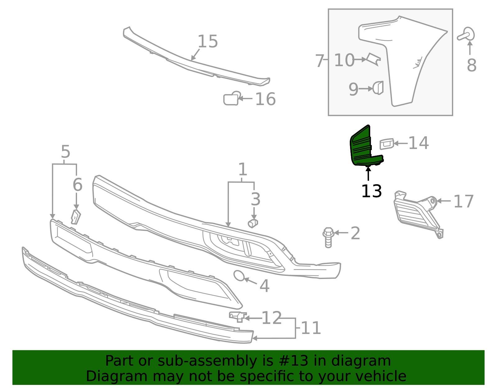 2019-2022 Chevrolet Passenger Side Bumper Cover Molding 84588811 GM ...