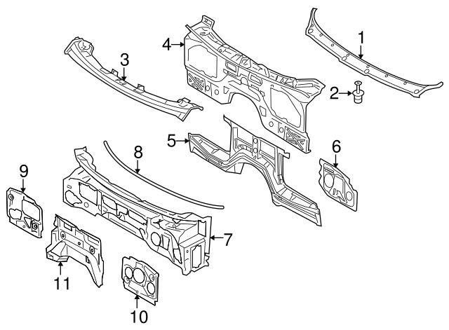 51717292396 - 2015-2019 BMW X6 Cowl Grille (51-71-7-292-396) | BMW of ...