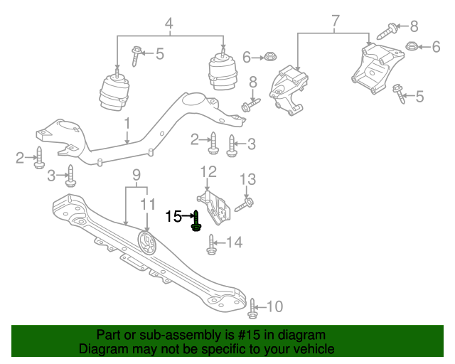 N-019-503-8 - Trans Mount Bracket Mount Bolt 2007-2023 Audi | Audi OEM ...