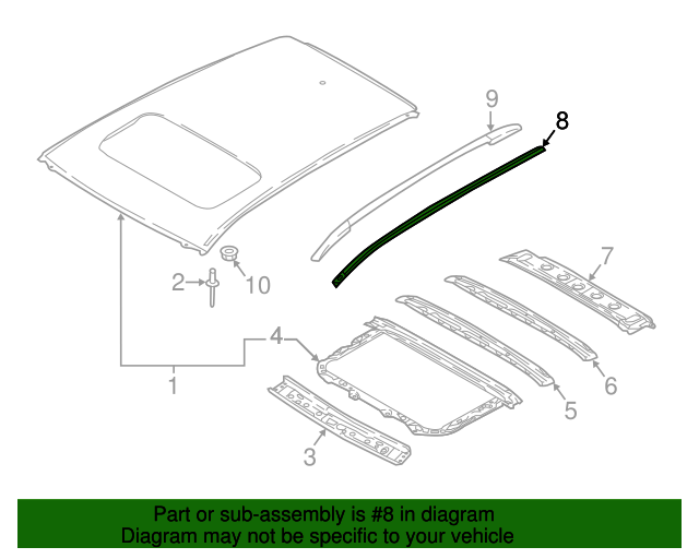 2017-2019 Nissan Rogue Sport Roof Molding - Passenger Side (RH) 73852 ...