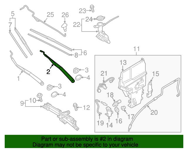 98311-B1000 - Wiper Arm - 2015-2017 Hyundai | World OEM Parts Hyundai