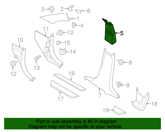 51438050326 - 2011-2017 BMW X3 Upper Center Pillar Trim (51-43-8-050 ...