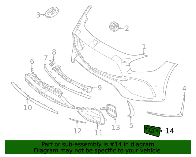 190-885-61-01 - License Plate Bracket 2018-2021 Mercedes-Benz ...