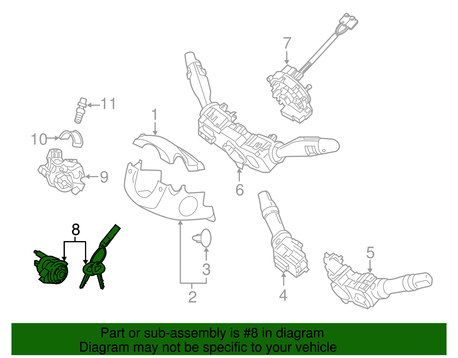 2018-2020 Kia Rio | Ignition Lock Cylinder | 81900-H8A00 | Kia Auto Parts