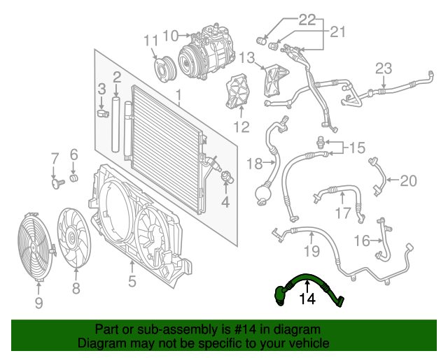 906-830-27-00 - A/C Refrigerant Suction Hose 2012-2018 Mercedes-Benz ...