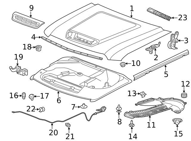 2015-2019 GM Driver Side Hood Weatherstrip 23478709 | NewGMParts.com