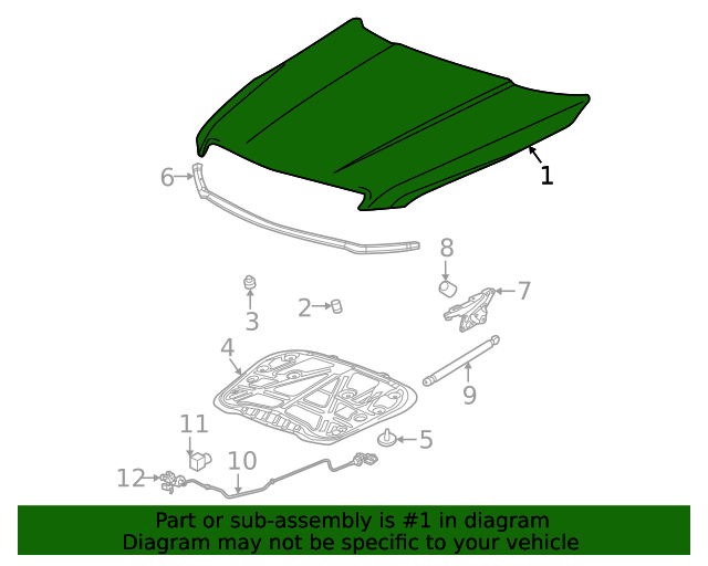 2022-2024 Cadillac CT4 F Hood 84879190 GM | GMPartsDirect.com
