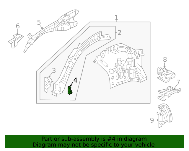 60641-T20-A00ZZ - Fender Rail Bracket 2022-2024 Honda Civic ...