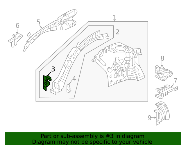 2022-2024 Honda Upper Rail Stiffener 60727-T20-A00ZZ | OEM Parts Online