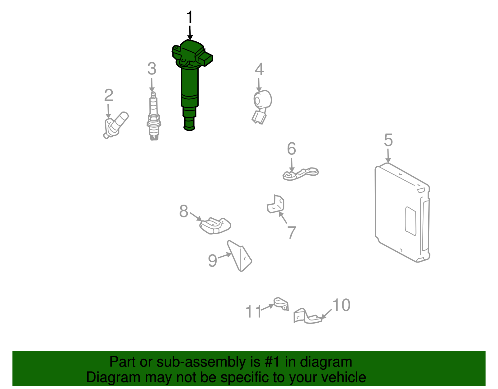 Genuine Toyota Direct Ignition Coil part# 90919-02240 for 2000-2010 ...
