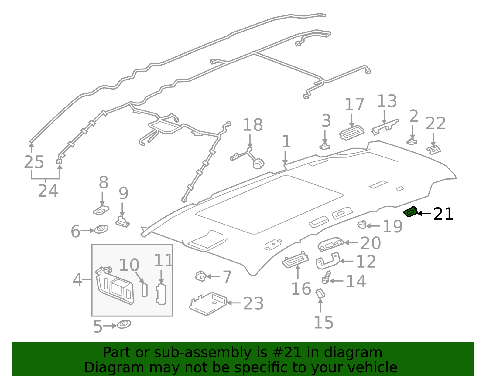 84536333 - Black Driver Side Roof Rail Rear Seat Reading and Courtesy ...