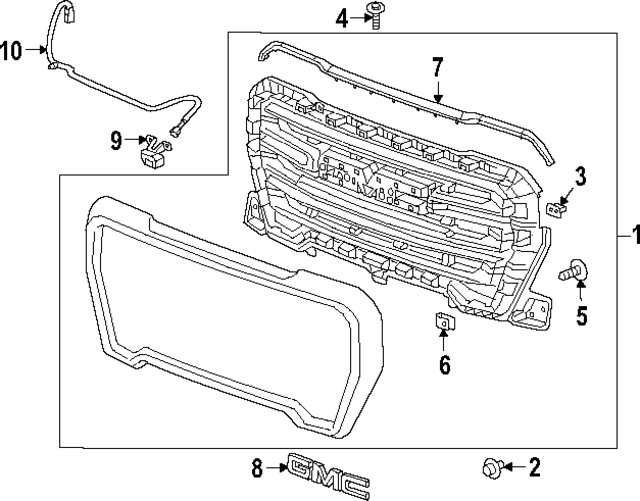 OEM GM Front Grille Kit For 2019-2022 GMC - Part No. 84508683 | Karl ...