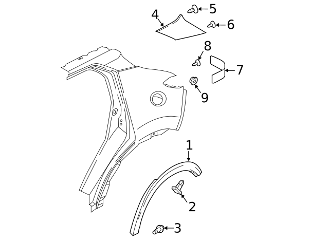 93829-5RB0A - Wheel Opening Molding 2018-2024 Nissan Kicks | Nissan ...