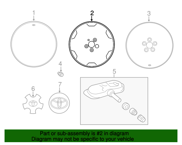 42611-07031 - Wheel Alloy Split 6 Spoke 17 - 2011-2012 Toyota Avalon ...