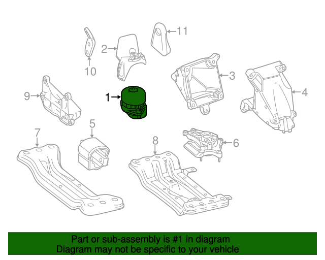 218-240-00-00-64 - Engine Mount 2015-2017 Mercedes-Benz CLS 400 ...