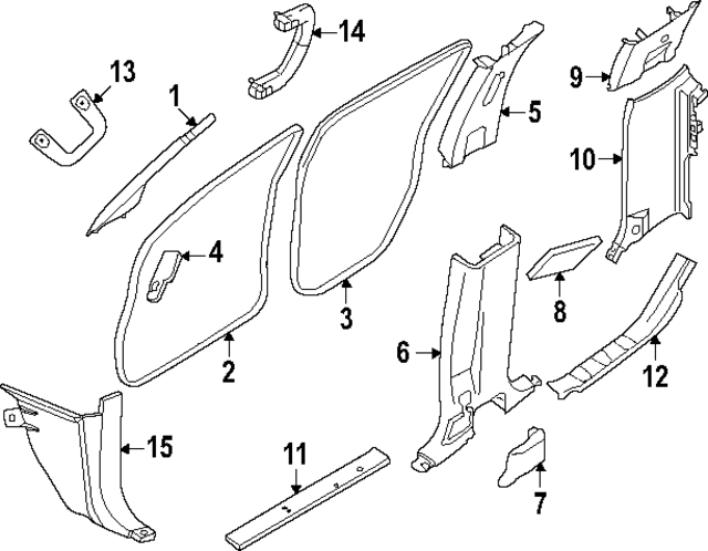 2022-2024 Nissan Frontier Upper Pillar Trim 76936-9BU5A | DON ...