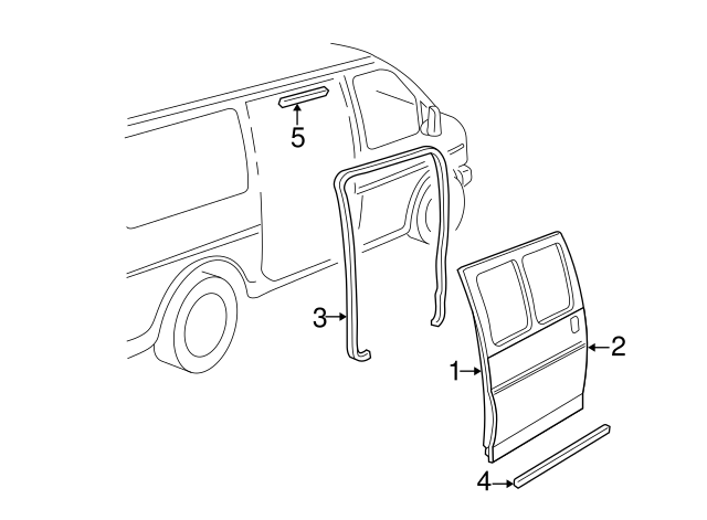 1996-2021 GM Passenger Side Rear Door with Hinges 89025523 | TascaParts.com