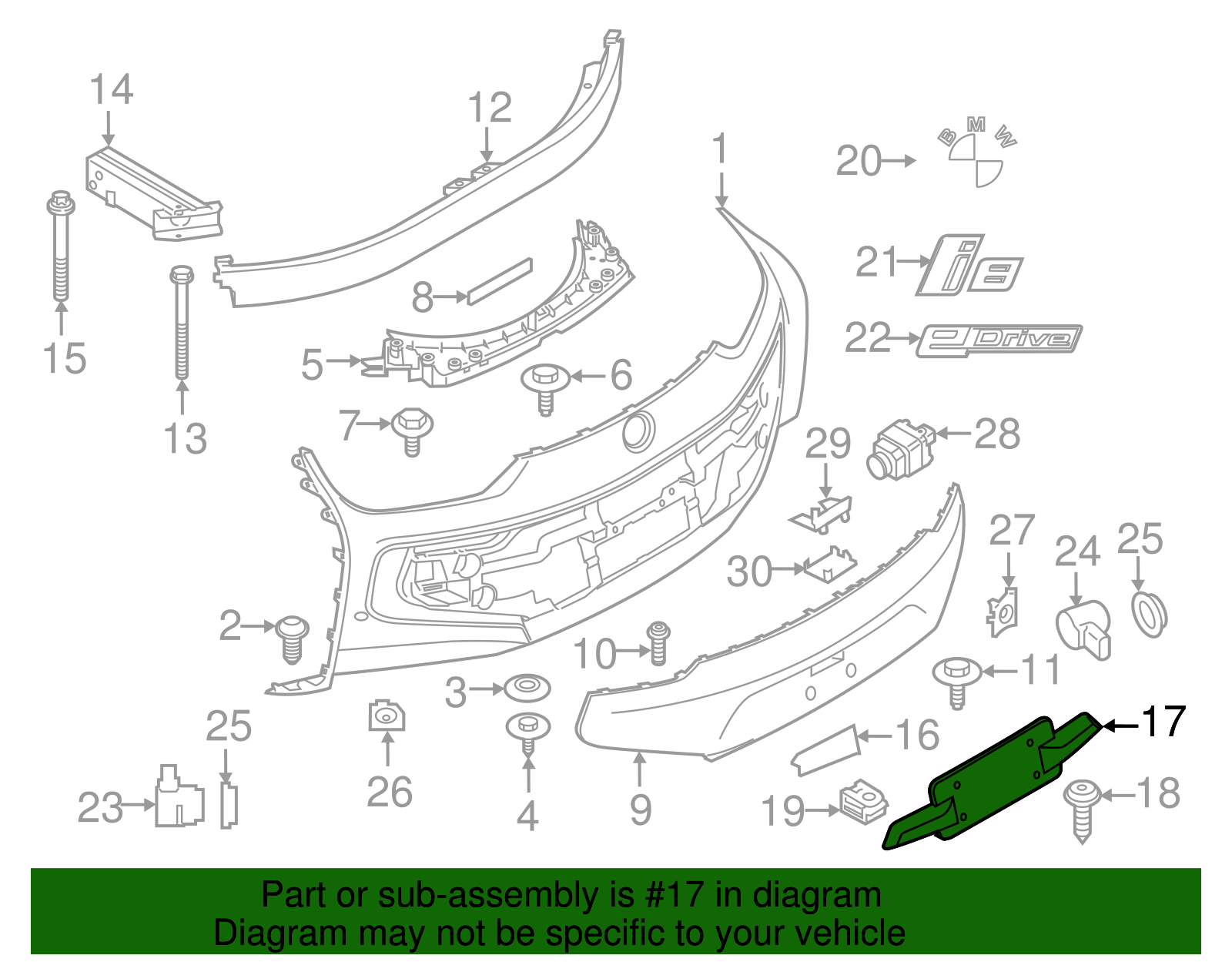 51-12-7-371-965 - License plate holder, primed 2013-2020 BMW i8 ...