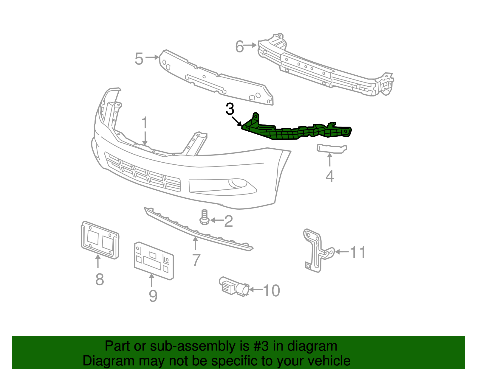 71190-TA0-A00 - 2008-2012 Honda Accord - Beam L Front Bumper (Upper ...