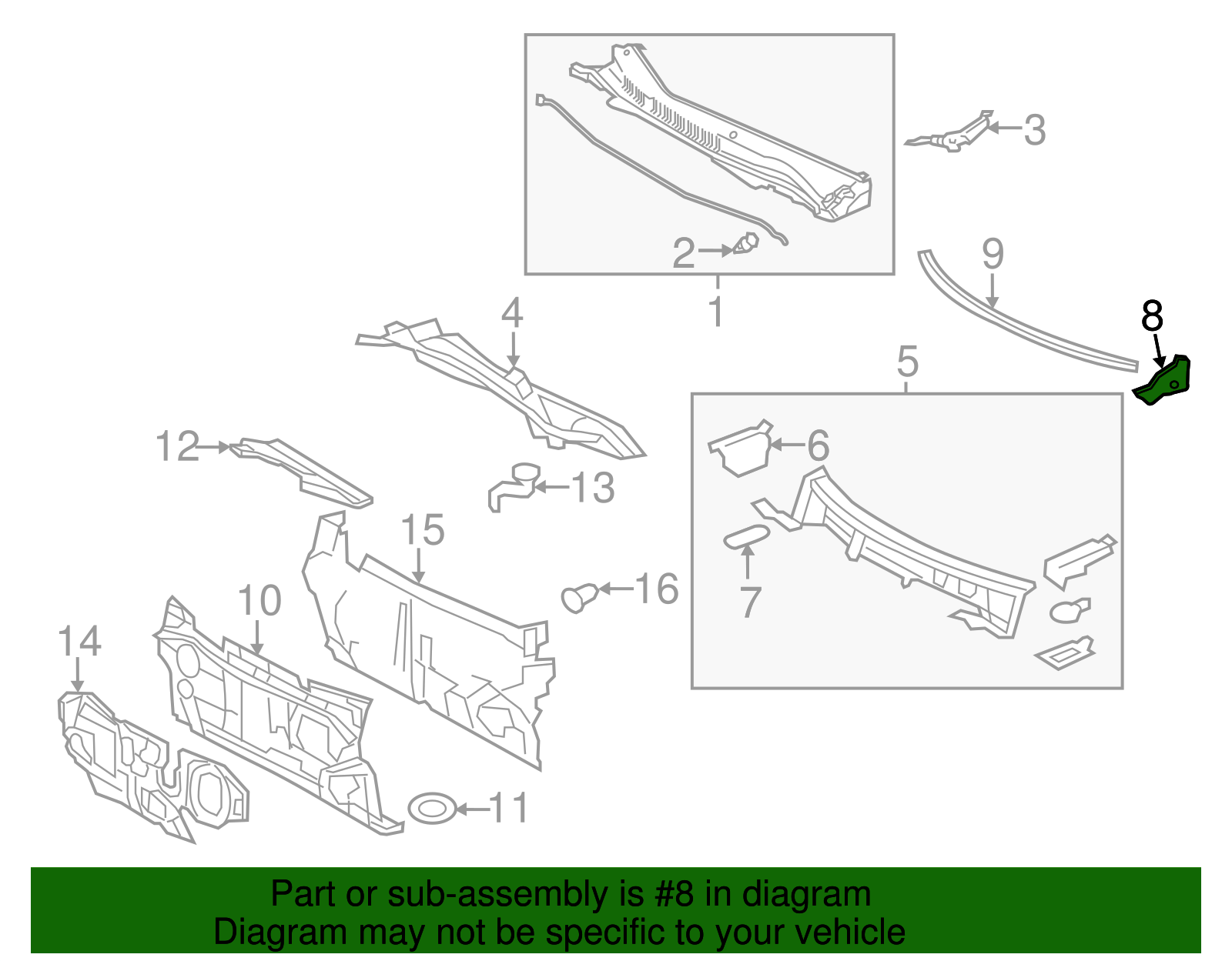 2012-2018 Toyota Cowl Top Panel Side Reinforced 55724-06120 | Toyota ...